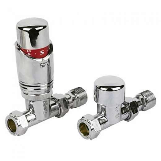 Chrome Straight Thermostatic Radiator Valve